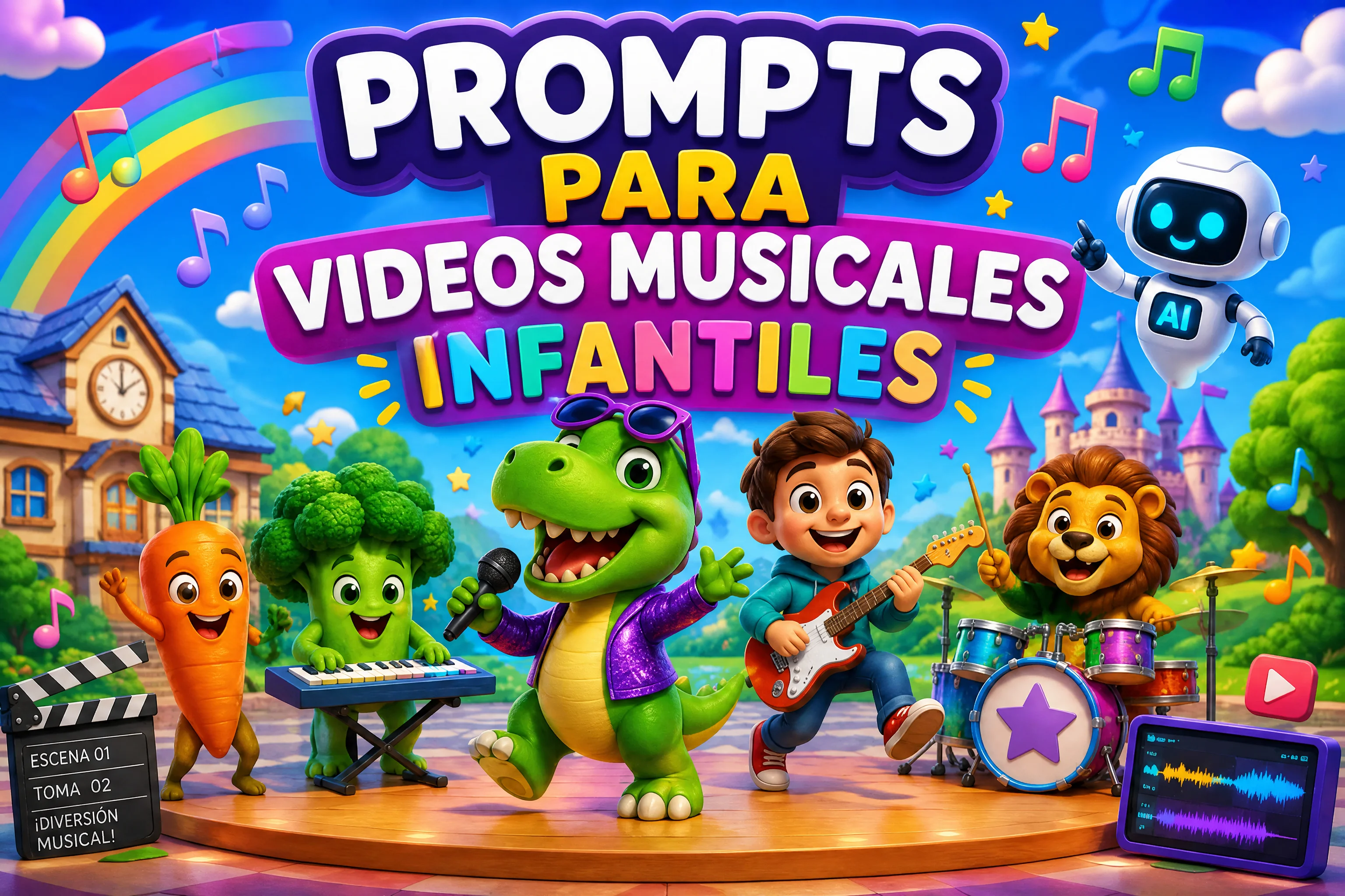 Prompts de Videos Musicales de IA para Niños: Ejemplos y Fórmulas Útil